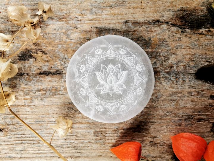 Energeetiline laadimisalus seleniit plaat "Lootos" - Koidukuma maagiamaailm